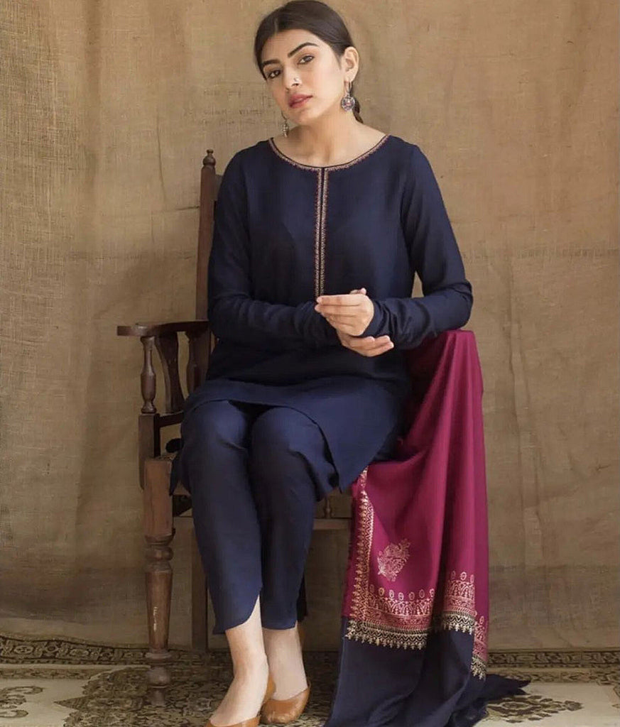 Dhanak fabric - 3 Piece Unstitched Dhanak Fabric With Wool shawl AG-11 ...